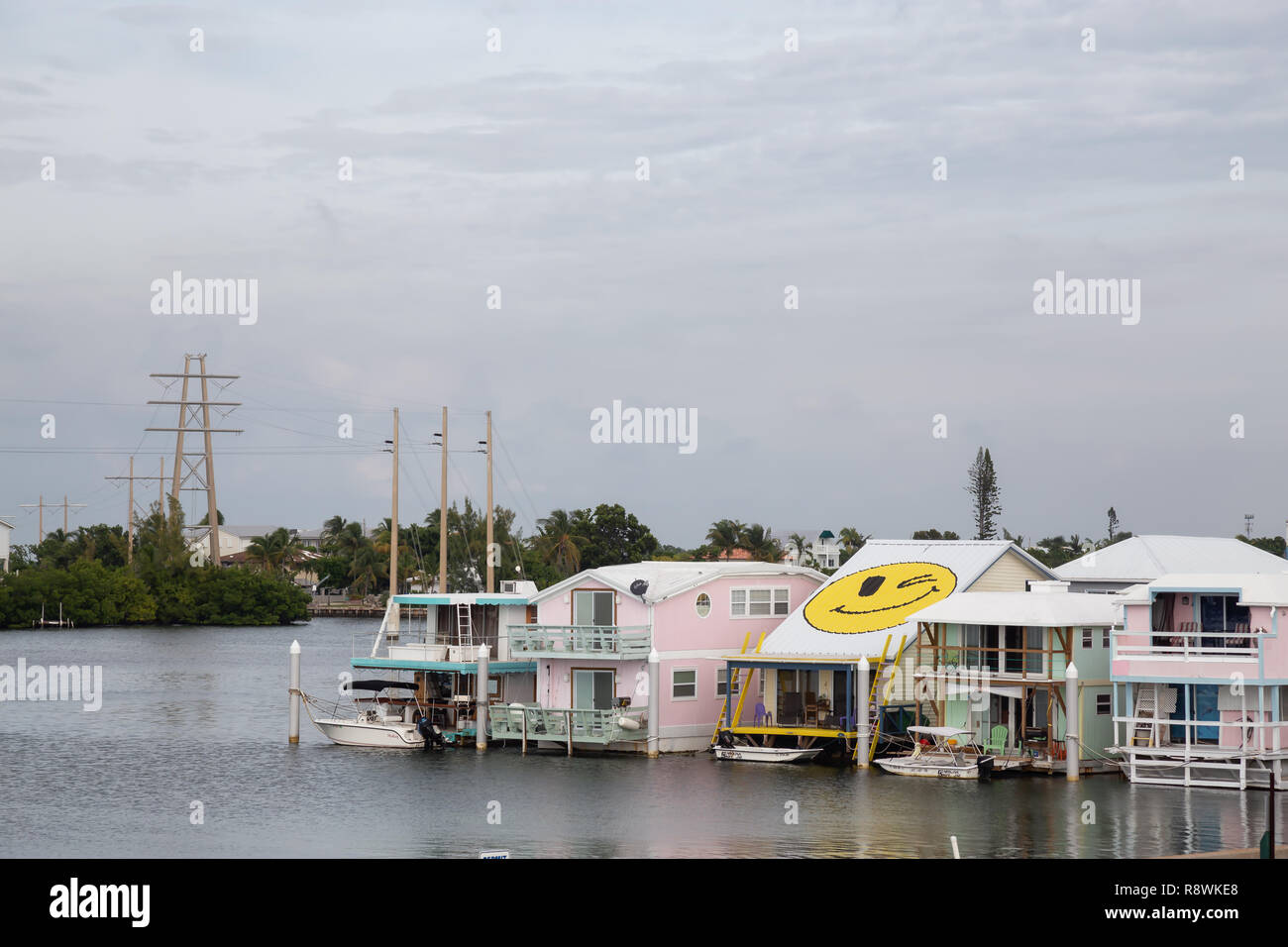 Key West, Florida, United States - November 2, 2018: Houseboat with a ...