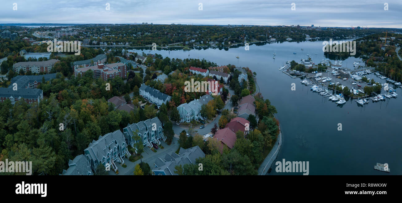 Aerial panoramic view of Melville Cove in the Modern City during a ...