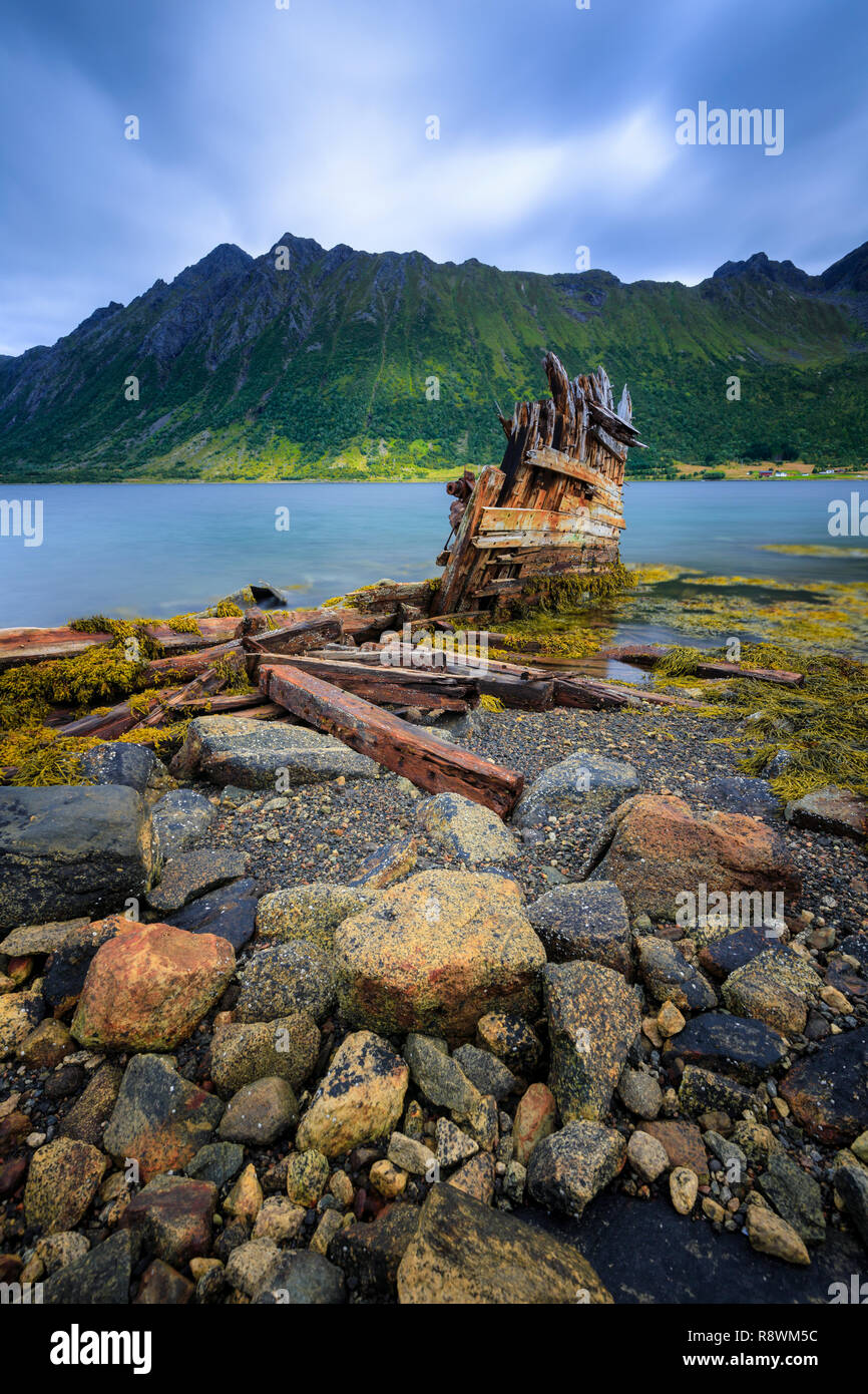 Shipwreck, Lofoten, Norway Stock Photo - Alamy
