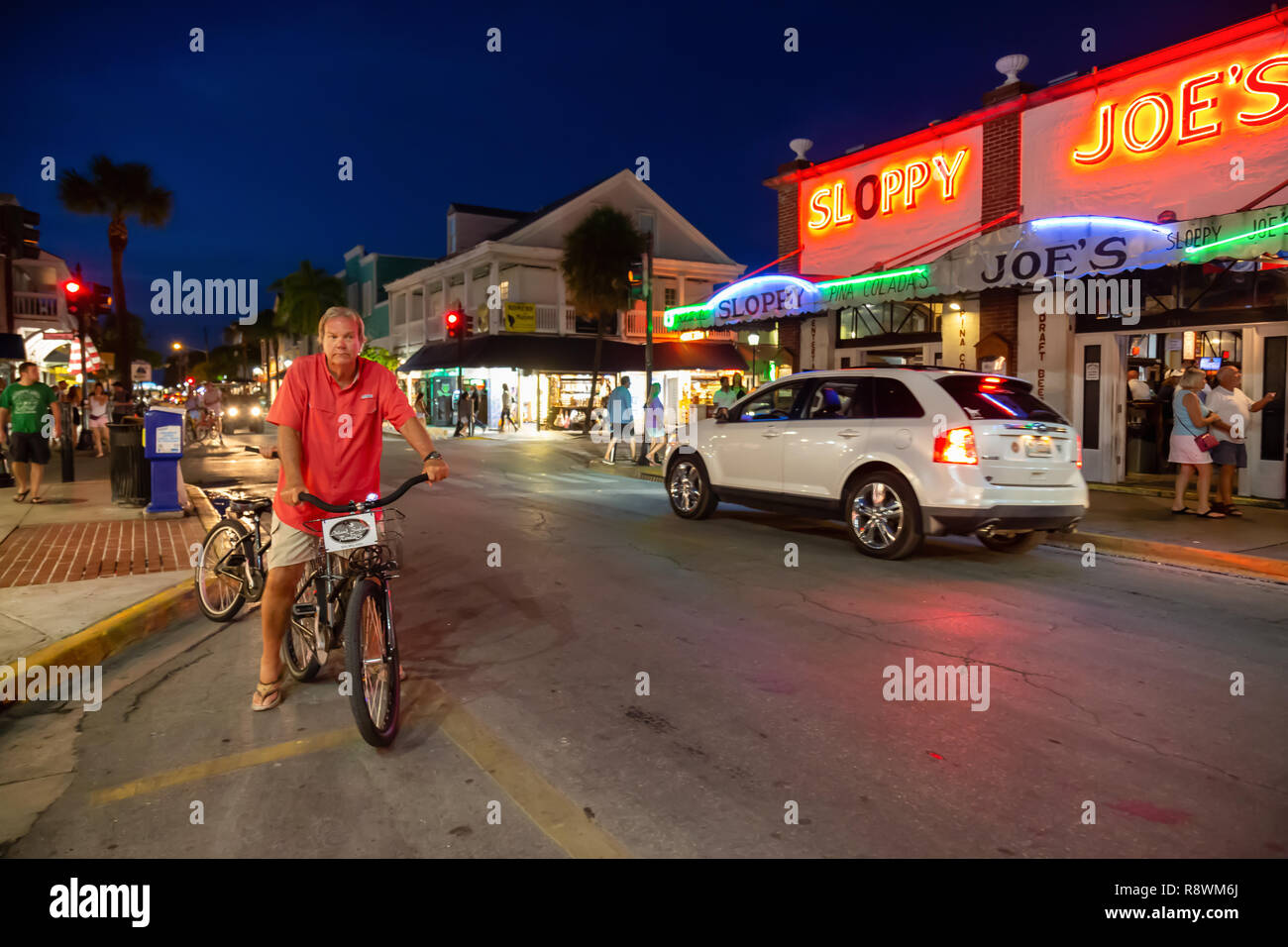 Key West, Florida, United States - November 1, 2018: Night Scene in the ...
