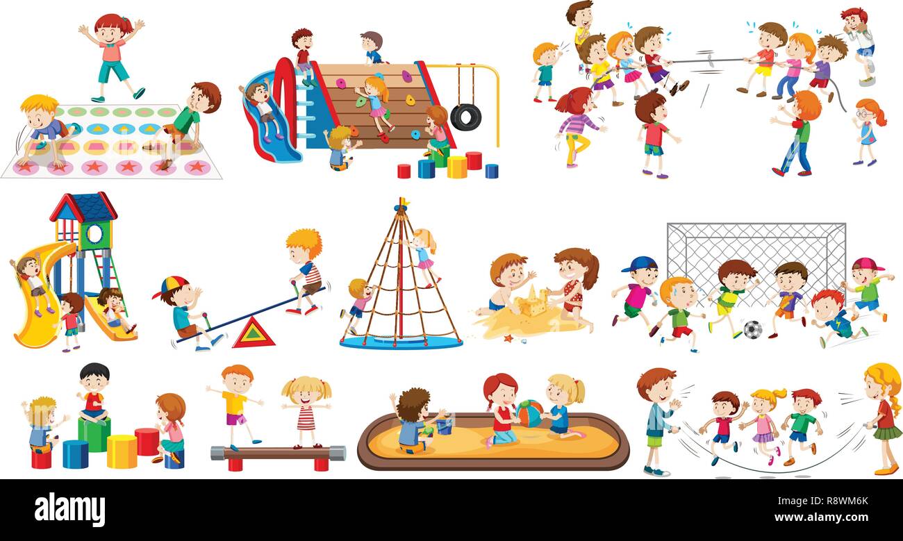 Set of children playing illustration Stock Vector Image & Art - Alamy
