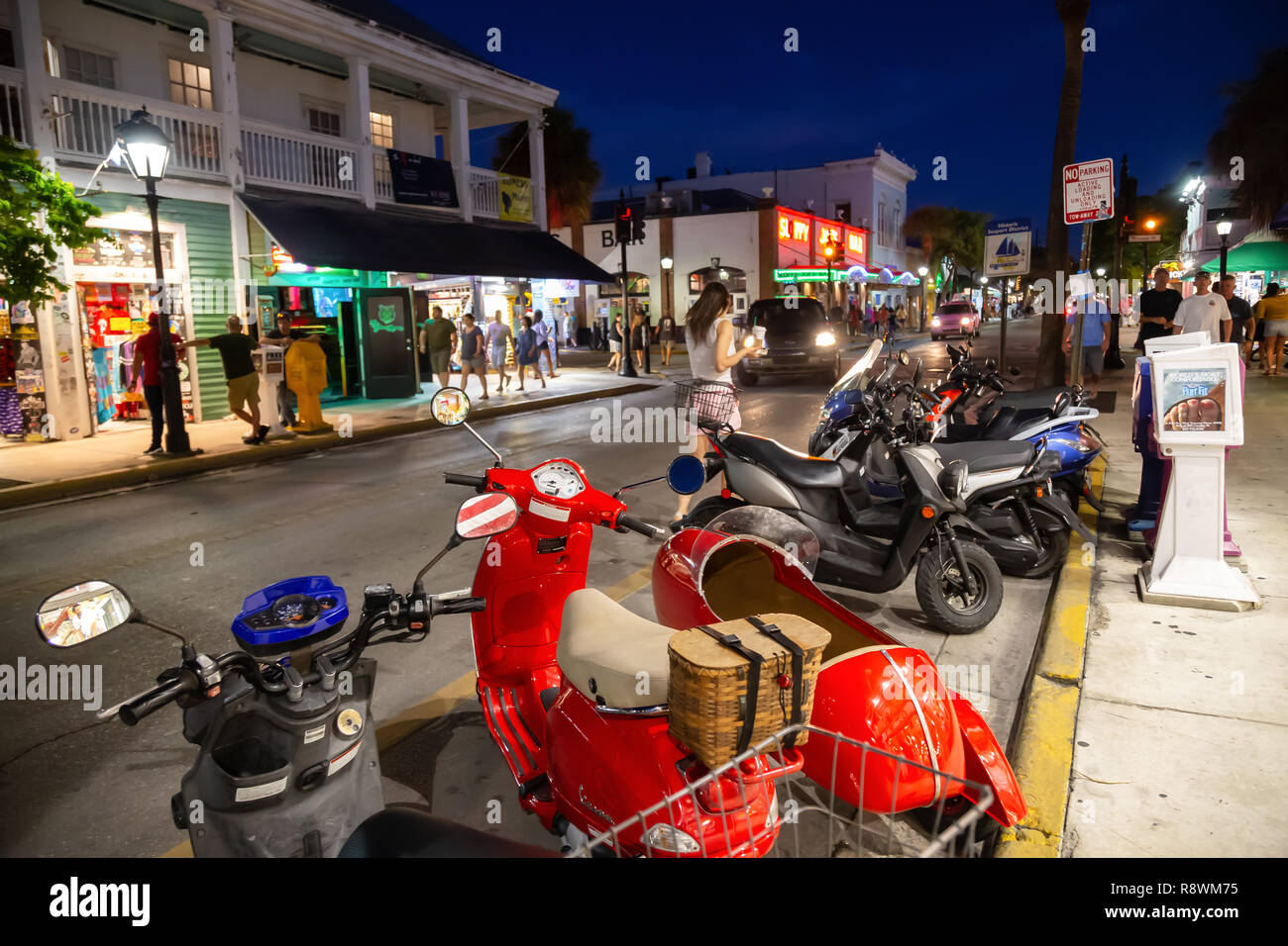 Key West, Florida, United States - November 1, 2018: Night Scene in the ...