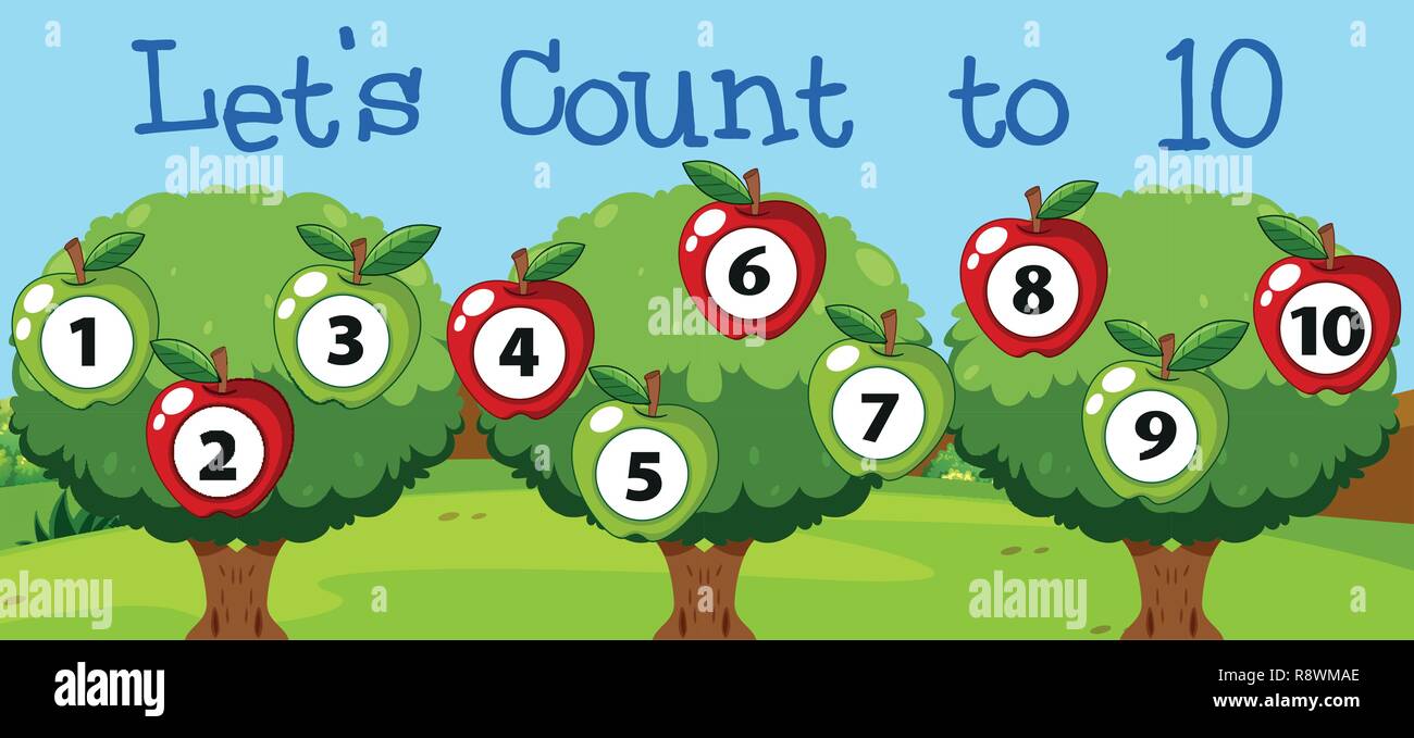 Math couting apple to ten illustration Stock Vector Image & Art - Alamy
