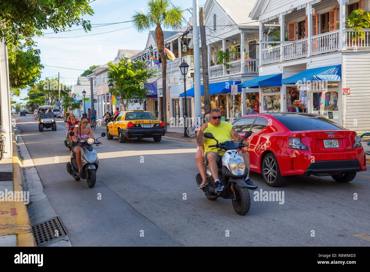 Key West, Florida, United States - November 1, 2018: Street view of the ...