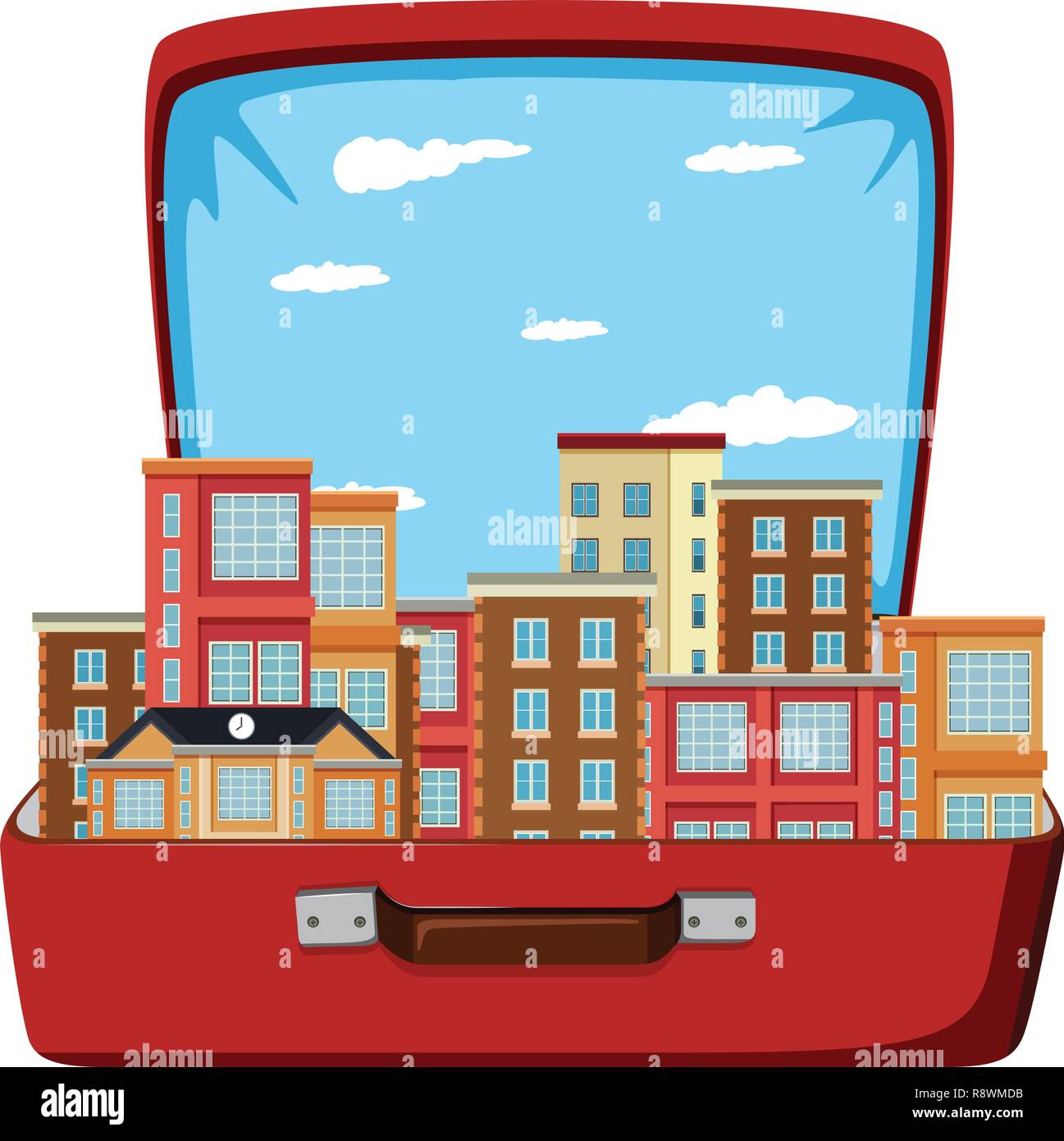 Urban building in suitcase illustration Stock Vector Image & Art - Alamy