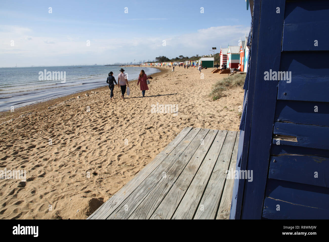 The iconic Brighton Bathing Boxes at Brighton Beach, Melbourne ...