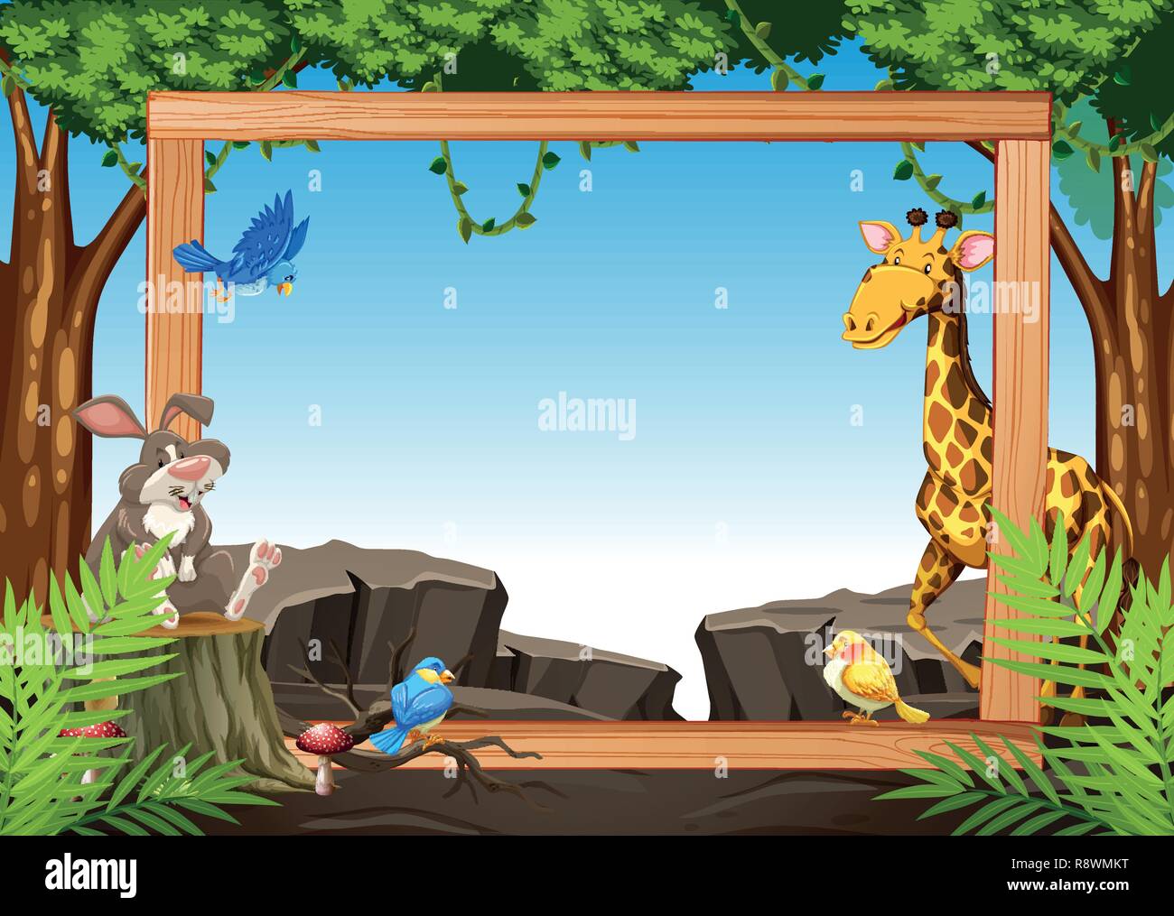 Wild animal on nature frame illustration Stock Vector Image & Art - Alamy