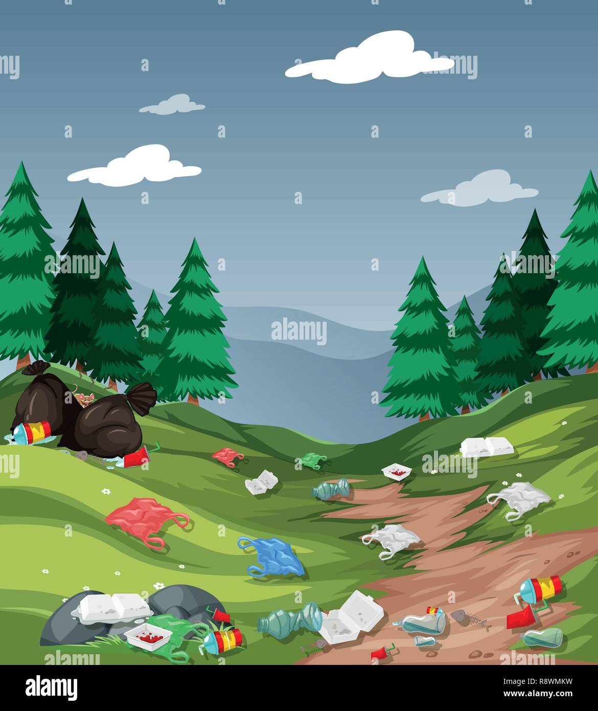 Pollution in the national park illustration Stock Vector Image & Art ...