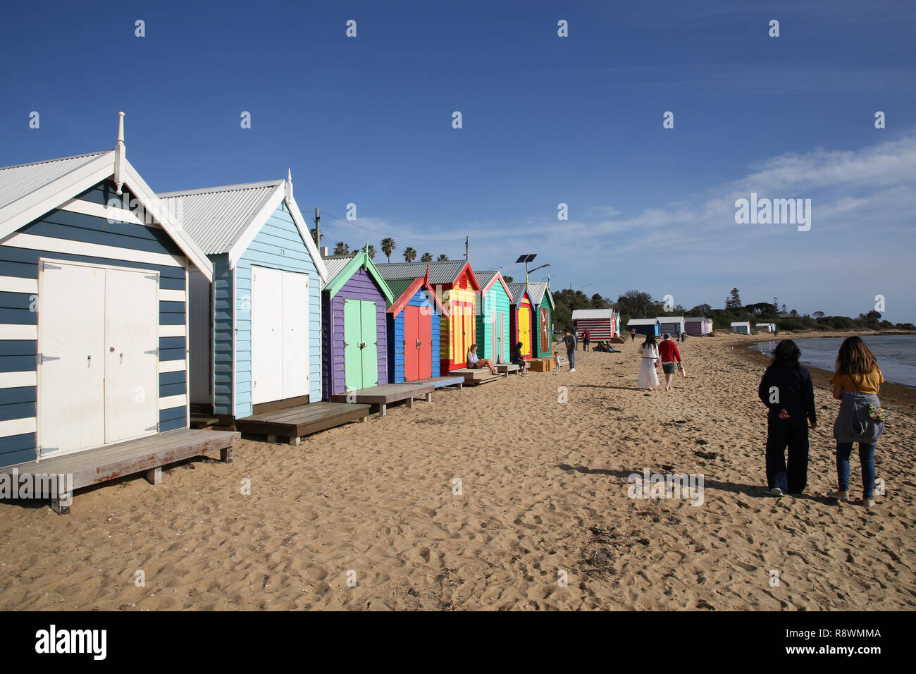 The iconic Brighton Bathing Boxes at Brighton Beach, Melbourne ...