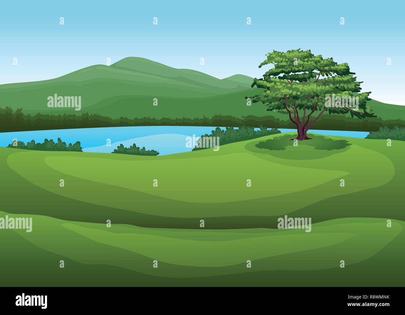 A nature green landscape illustration Stock Vector Image & Art - Alamy