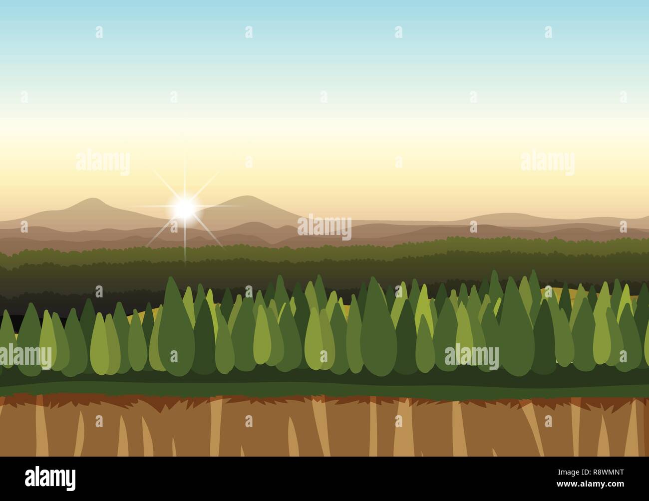 A flat nature landscape illustration Stock Vector Image & Art - Alamy