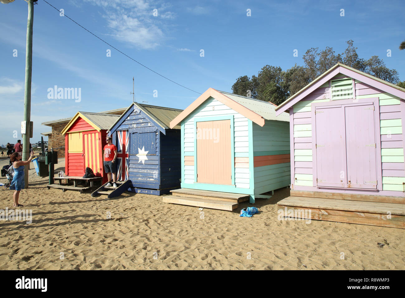 The iconic Brighton Bathing Boxes at Brighton Beach, Melbourne ...