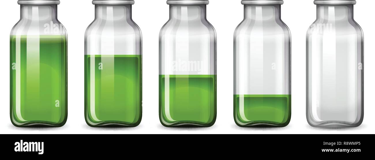 Set of green liquid in bottle illustration Stock Vector Image & Art - Alamy