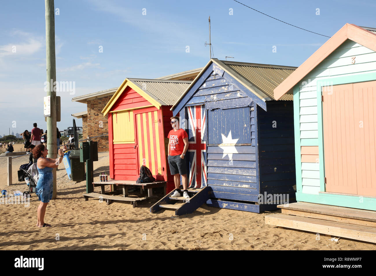 The iconic Brighton Bathing Boxes at Brighton Beach, Melbourne ...