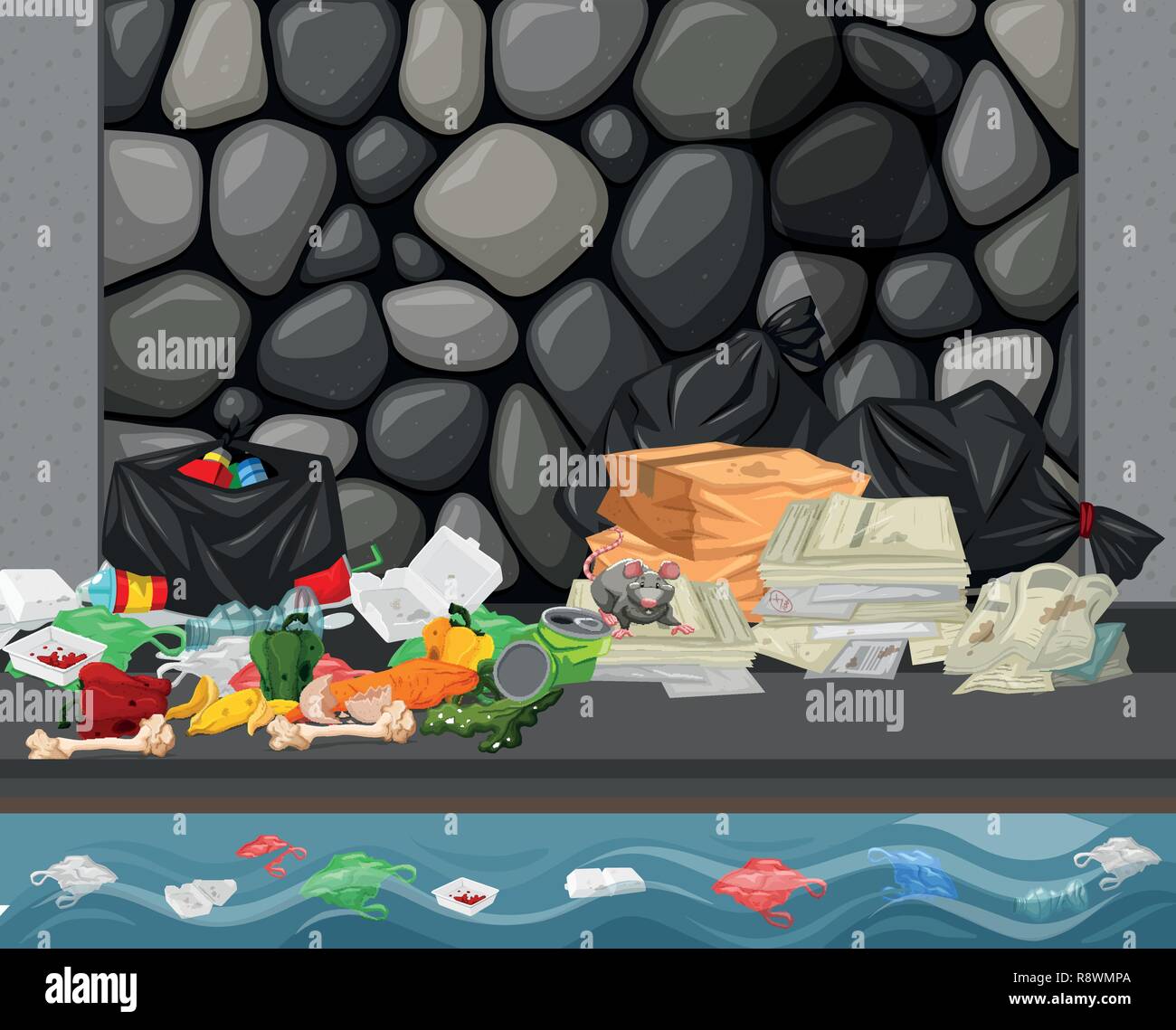 Urban water pollution background illustration Stock Vector Image & Art ...