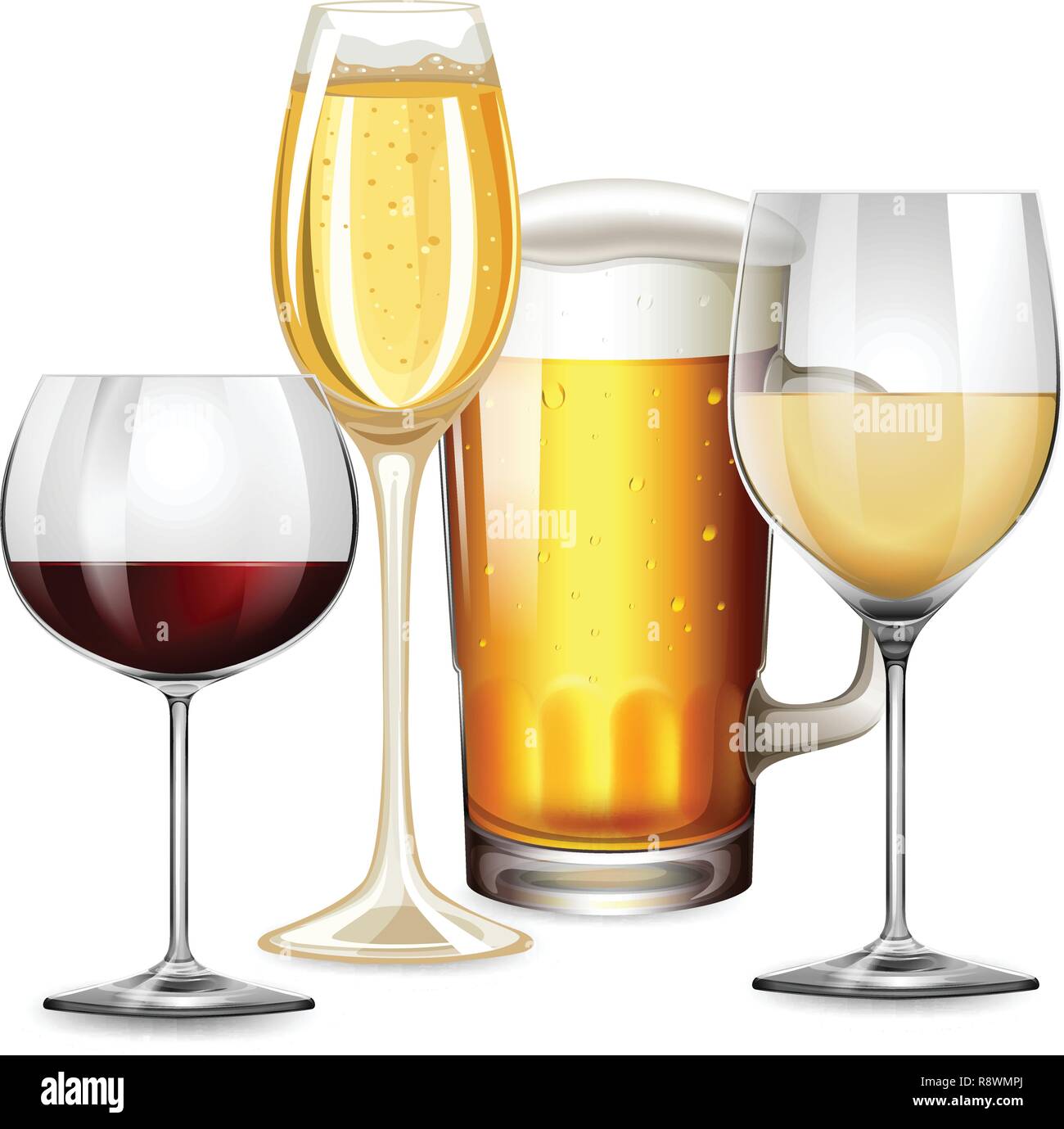 Set of alcoholic beverages illustration Stock Vector Image & Art - Alamy
