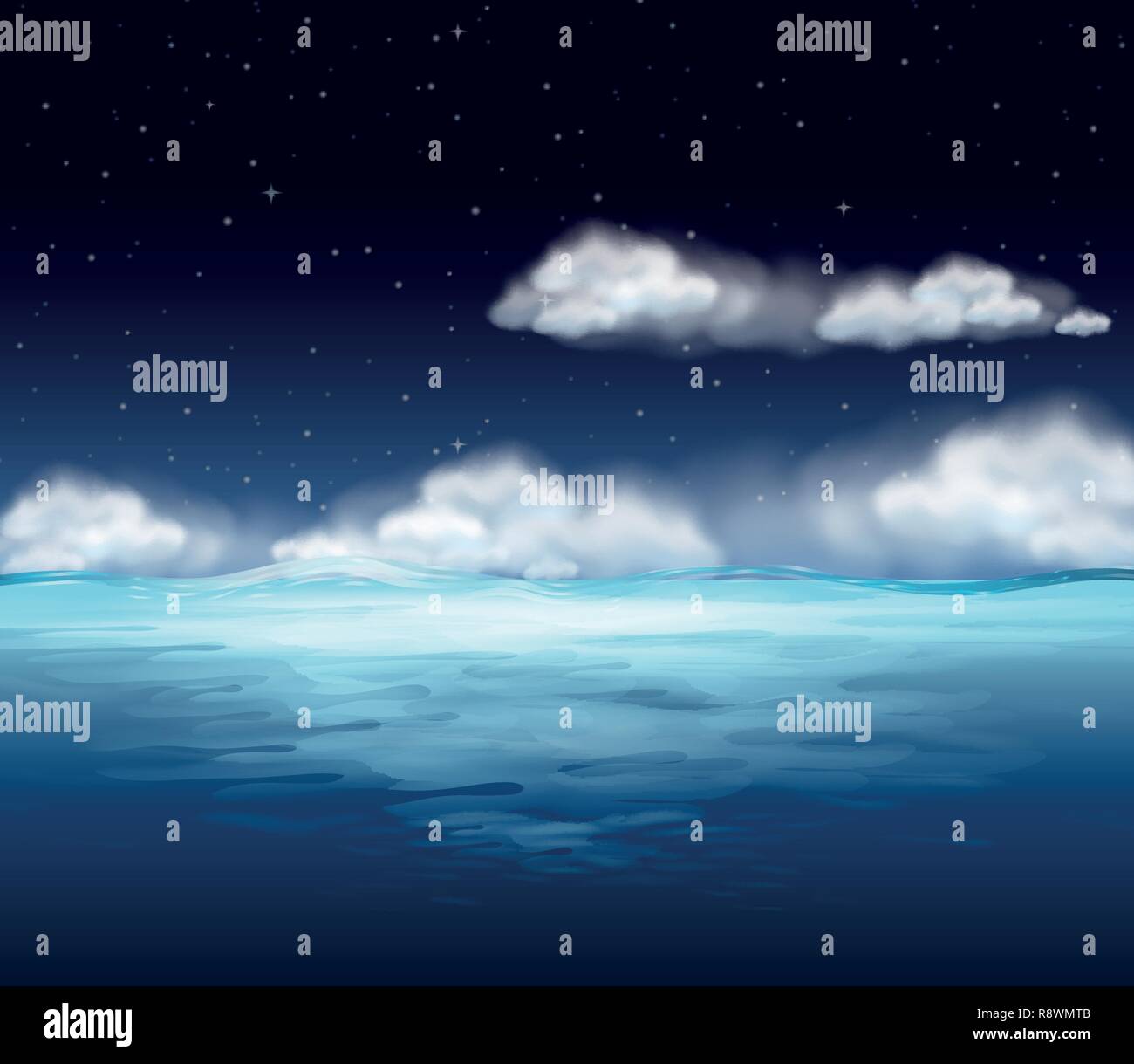 An ocean at night background illustration Stock Vector Image & Art - Alamy
