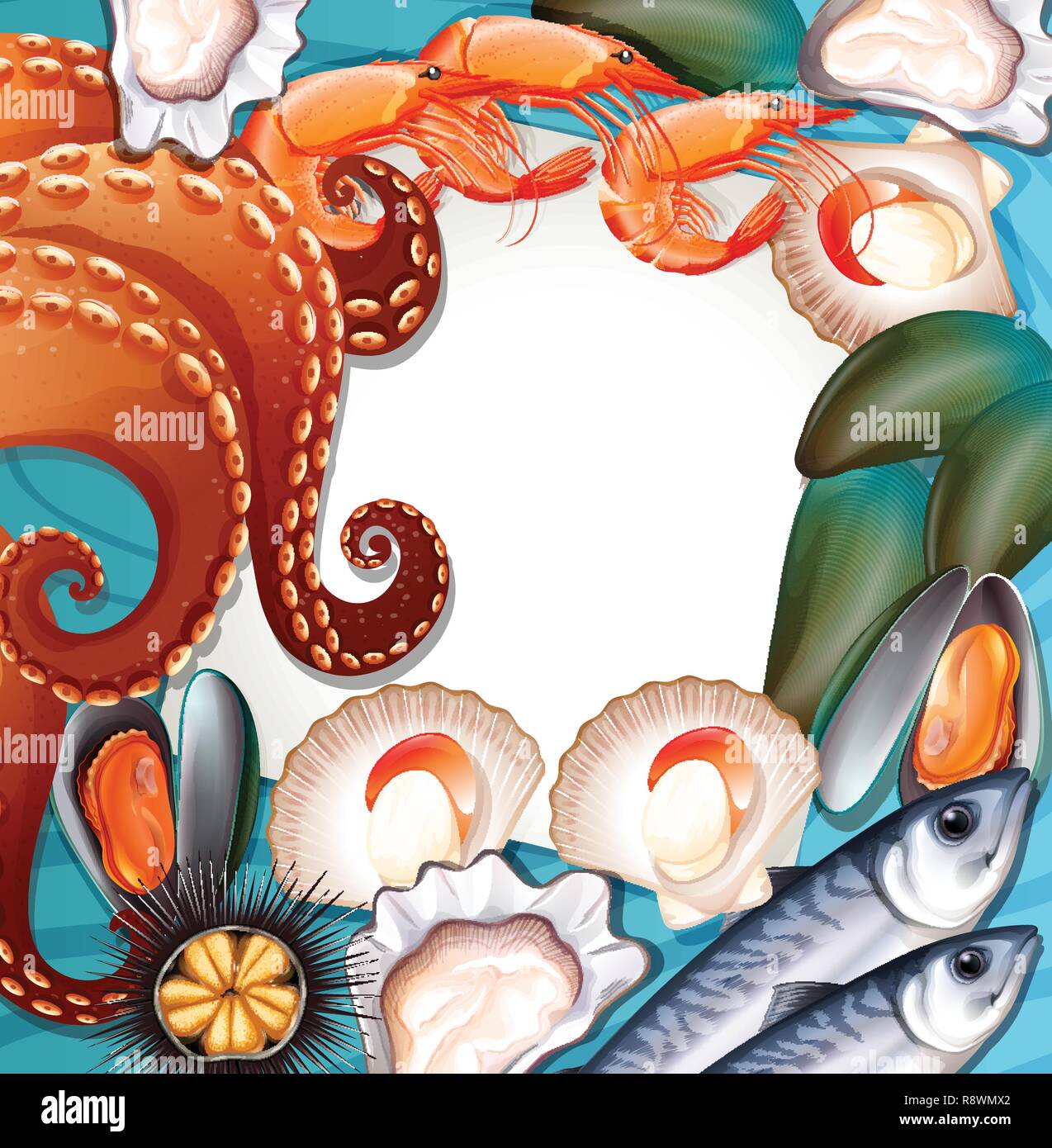 Set of fresh seafood illustration Stock Vector Image & Art - Alamy