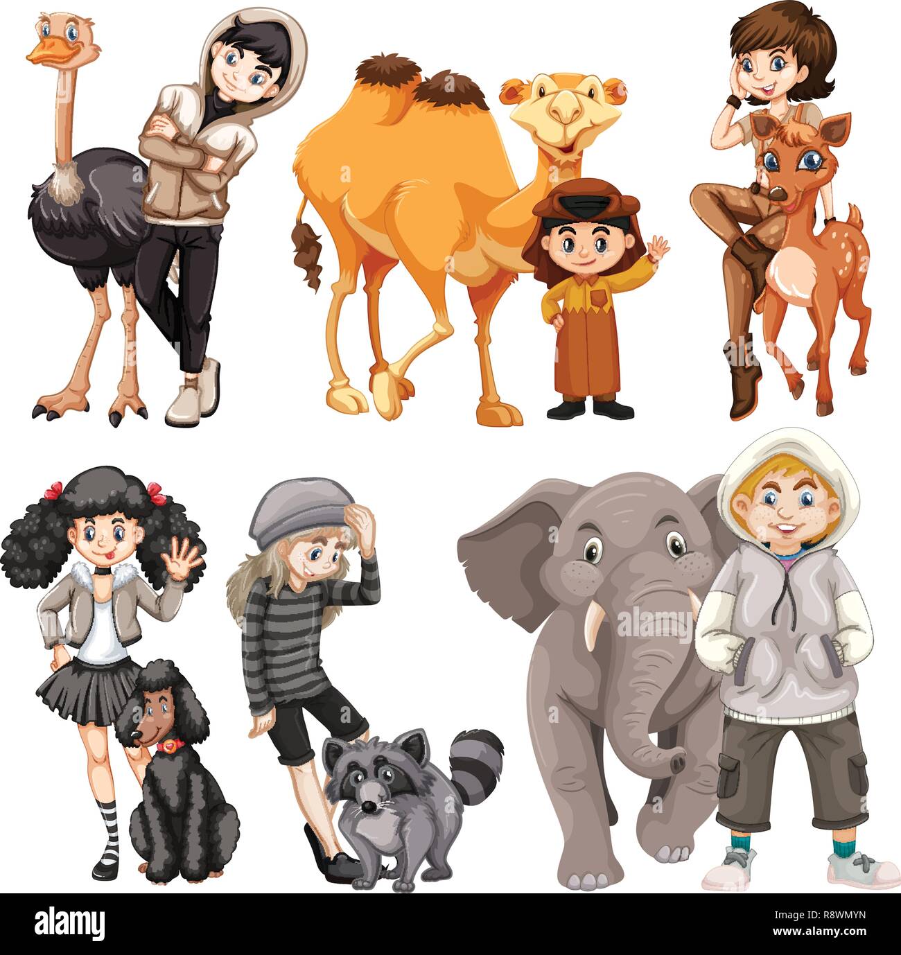 Set of people and animal illustration Stock Vector Image & Art - Alamy