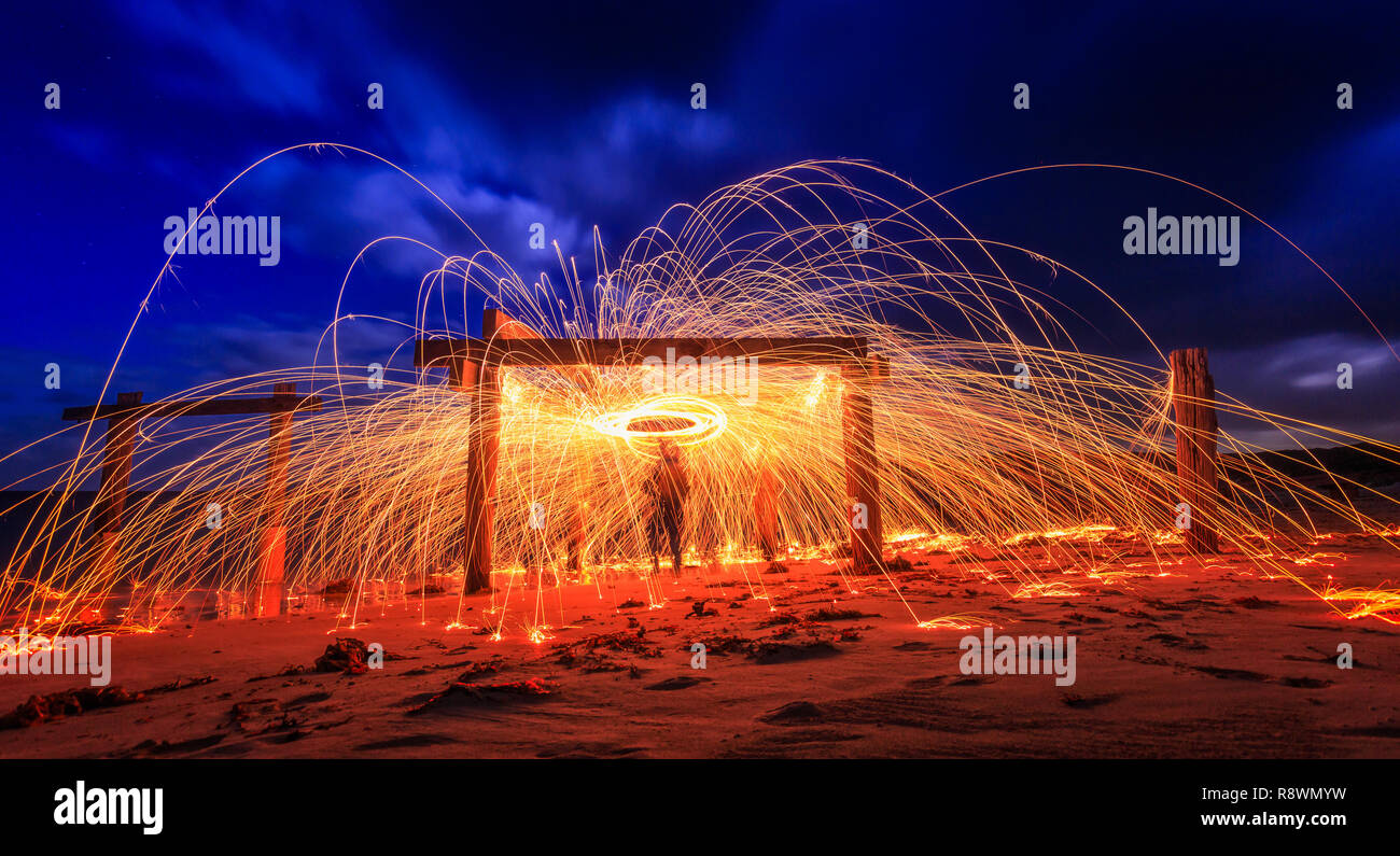 Hamelin Bay - Jetty On Fire Stock Photo - Alamy