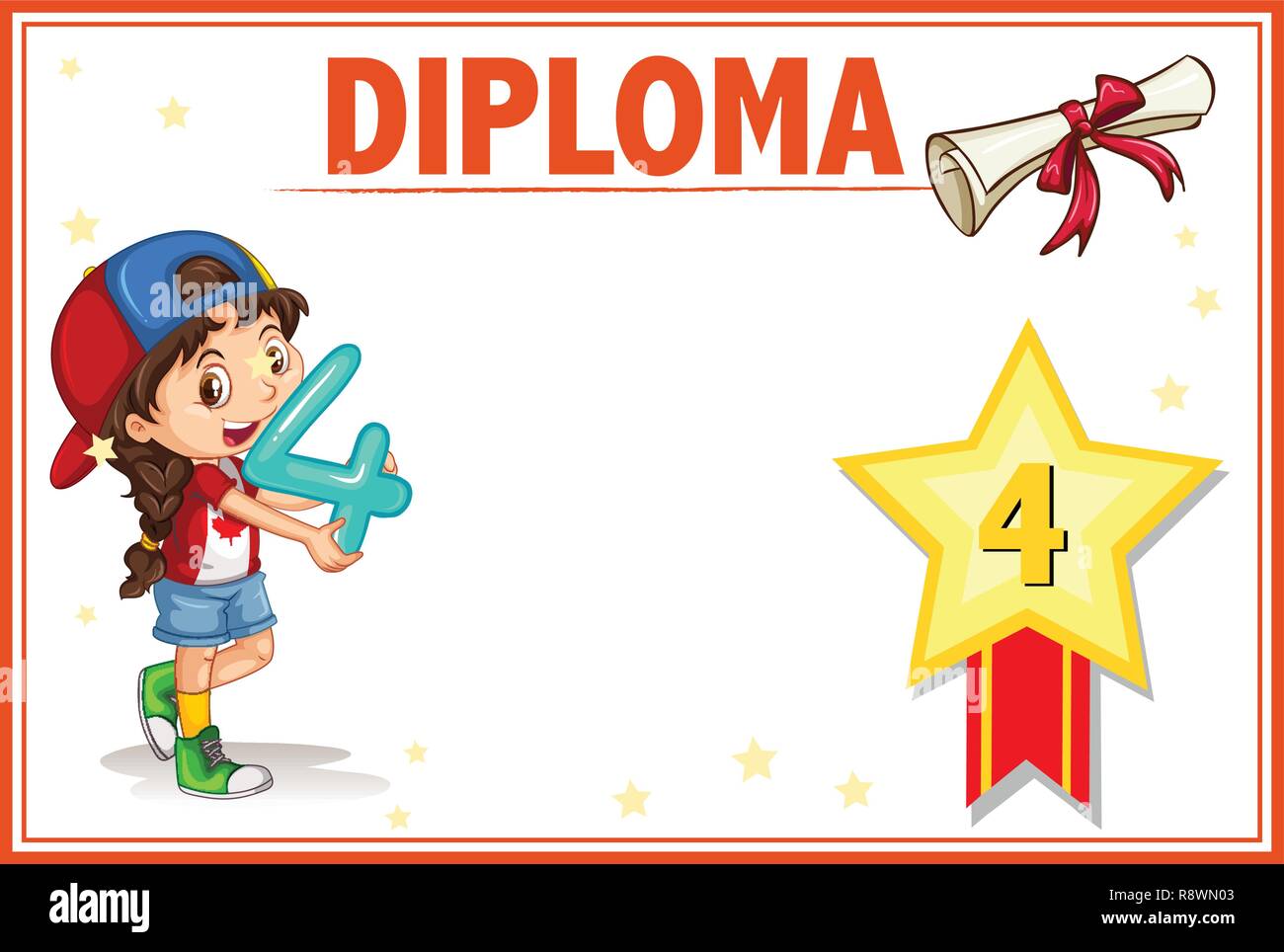 Grade four diploma certificate template illustration Stock Vector Image ...