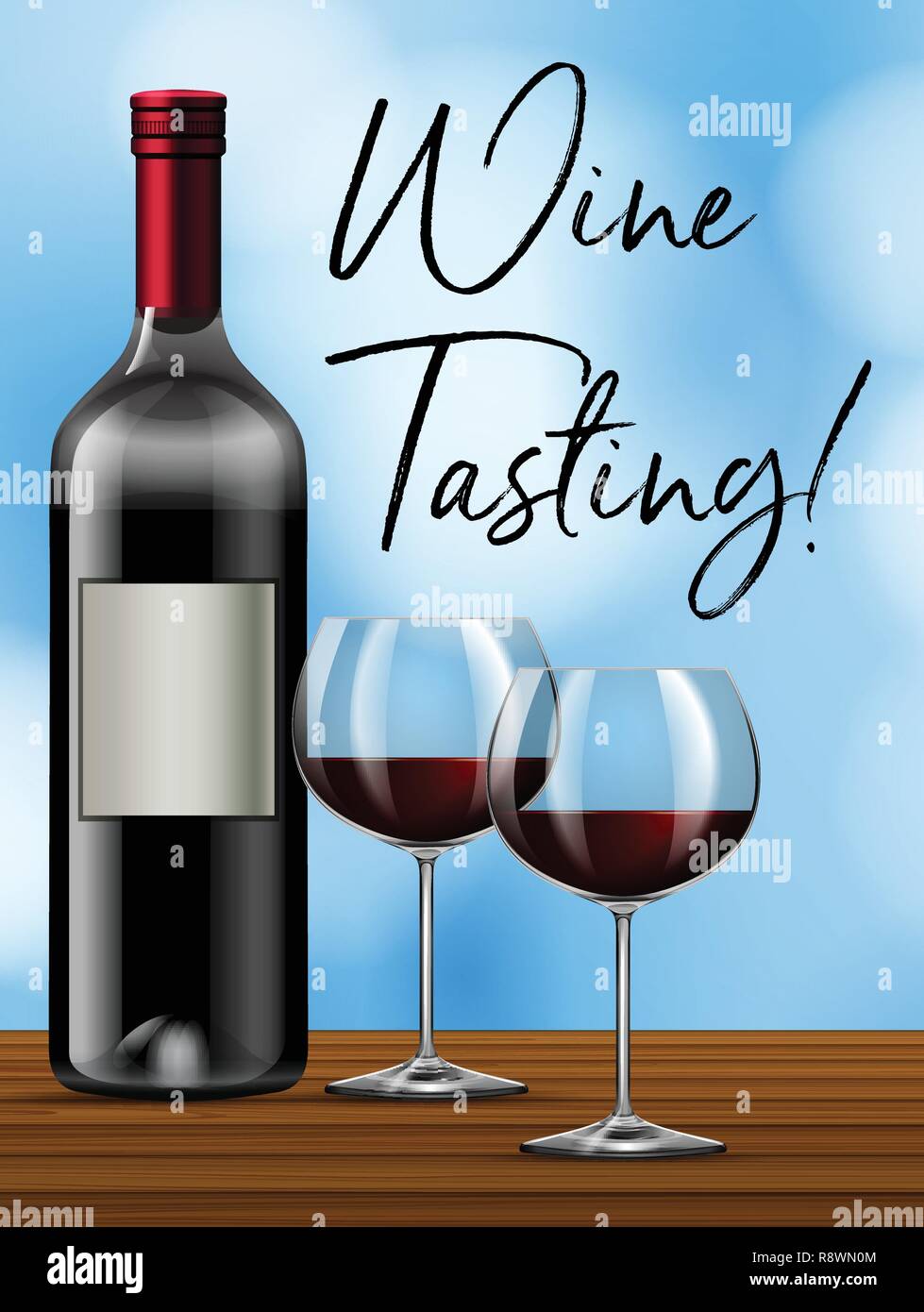 Wine tasting on blue background illustration Stock Vector Image & Art ...