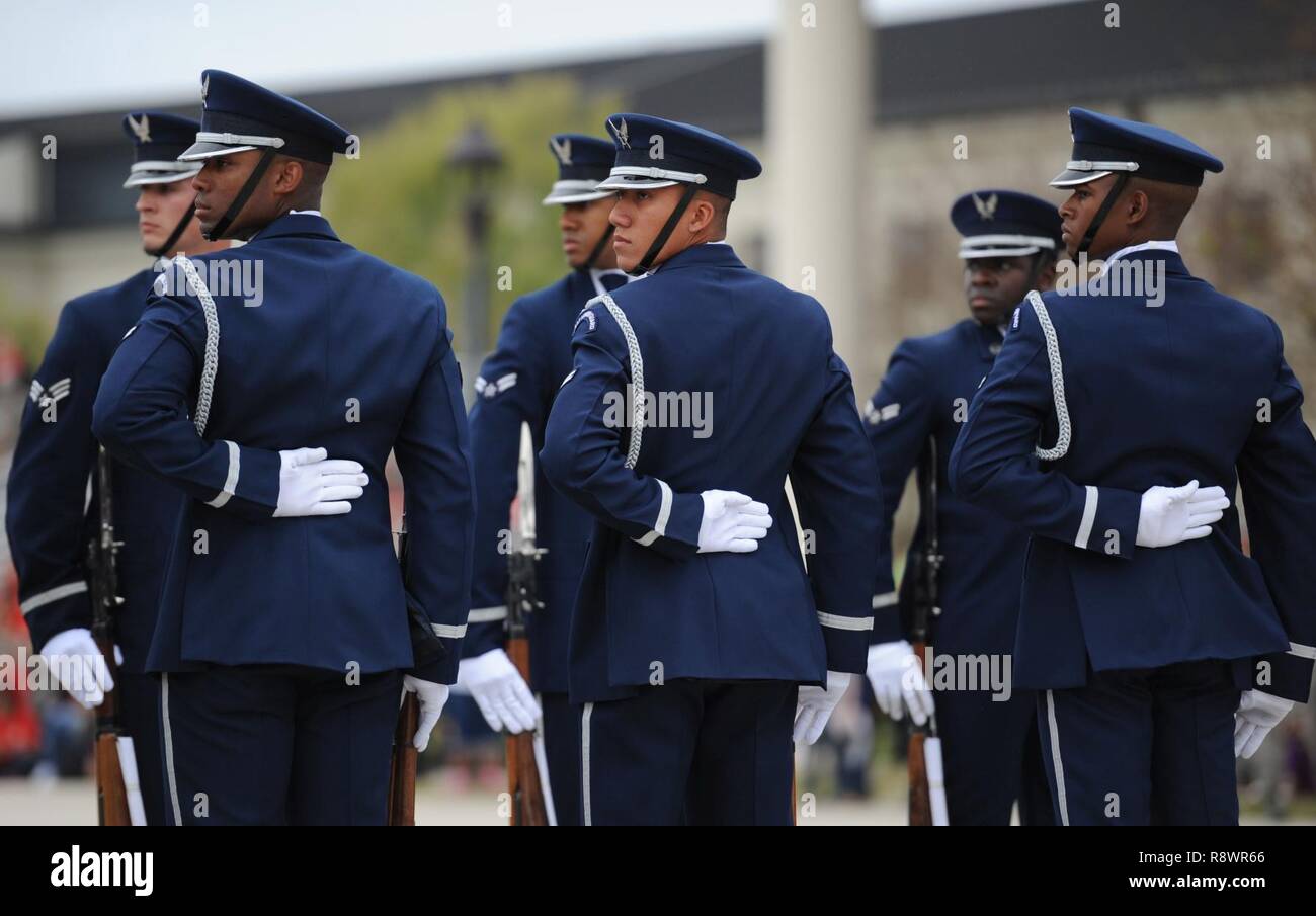 The U.S. Air Force Honor Guard Drill Team performs their new routine ...