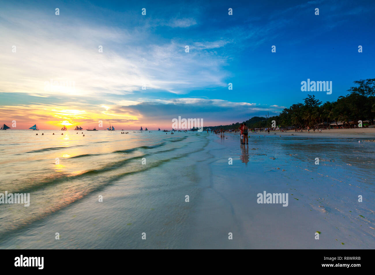 Beautiful sky during a sunset in Boracay Beach, Philippines Stock Photo ...