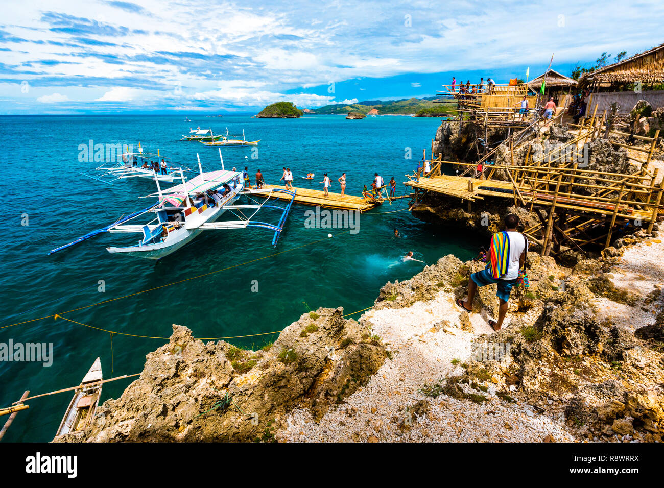 Boracay Beach and a cliff diving spot in Philippines Stock Photo - Alamy