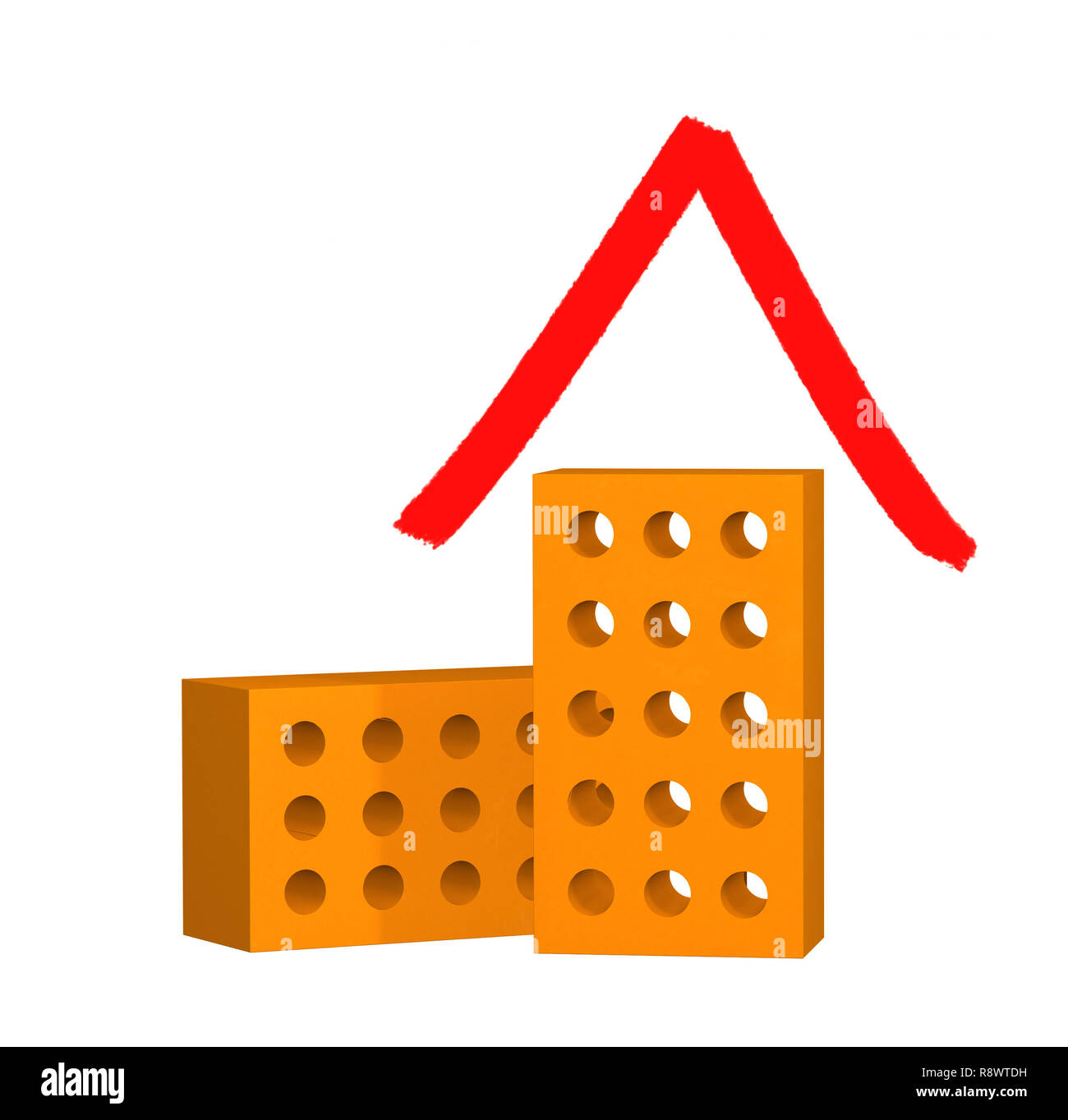 The stylized house from two 3d bricks. Objects over white Stock Photo ...