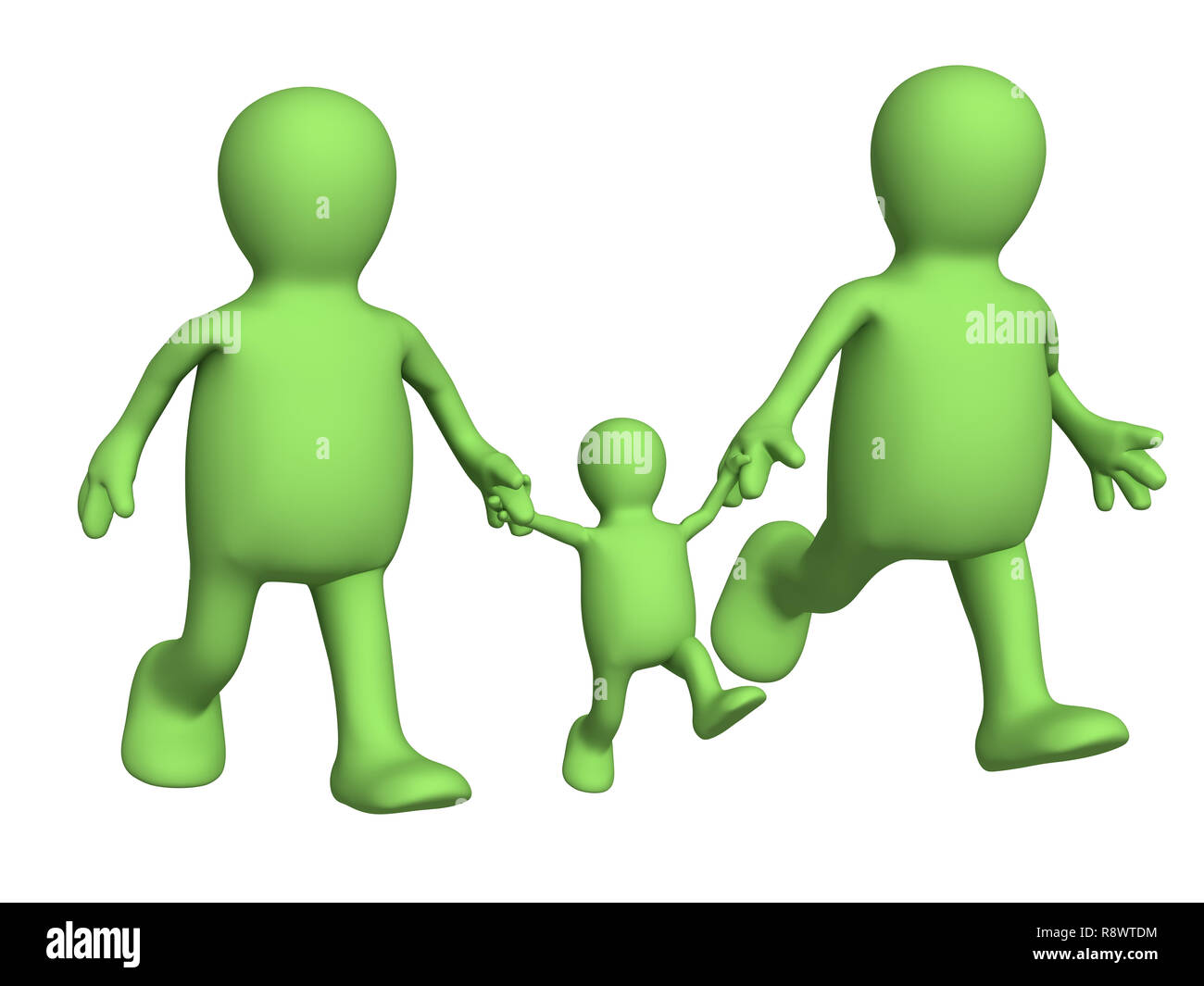 Happy family - mum, daddy and child. Objects over white Stock Photo - Alamy