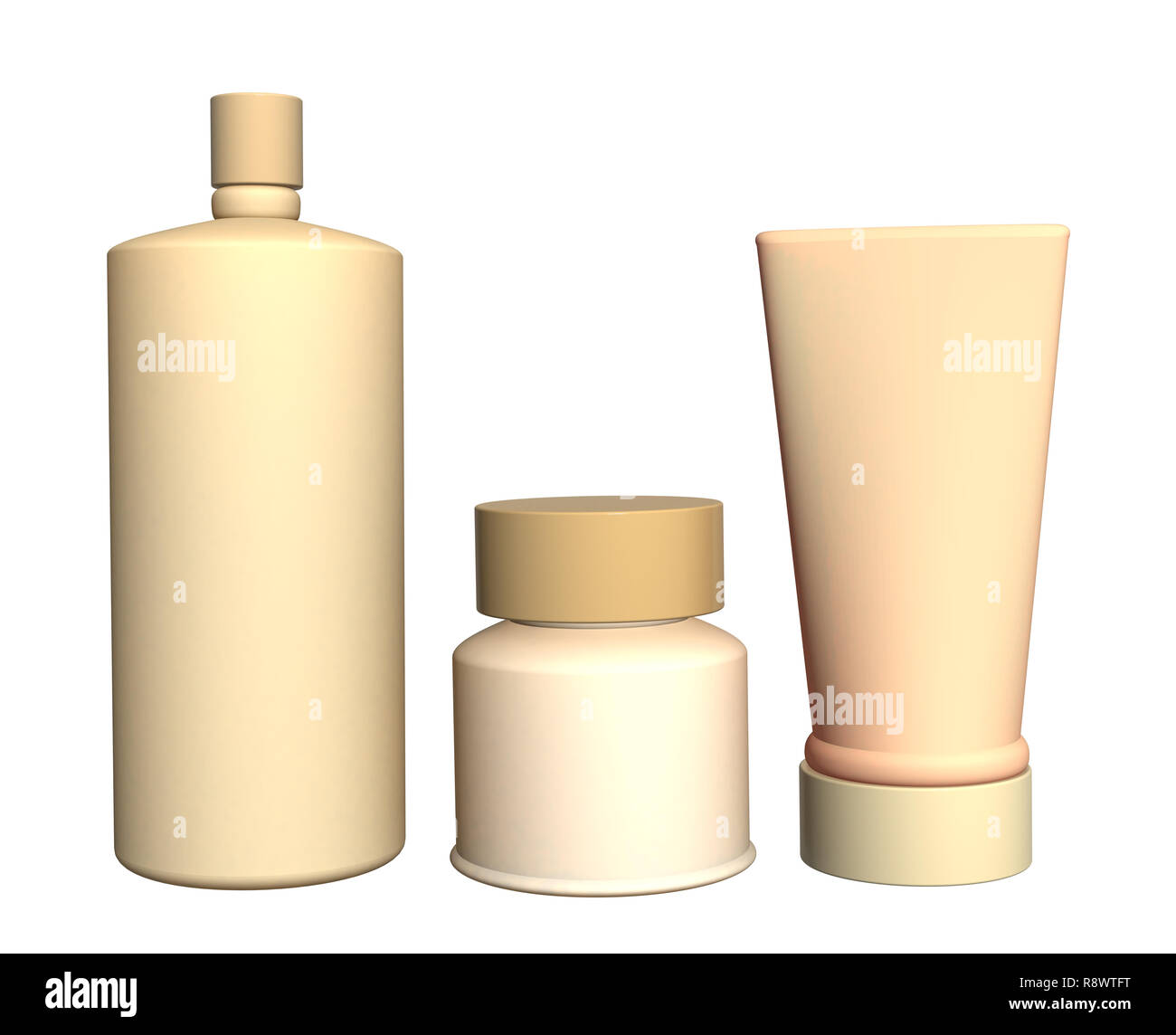 Three cosmetic 3d tubes of beige color. Objects over white Stock Photo ...