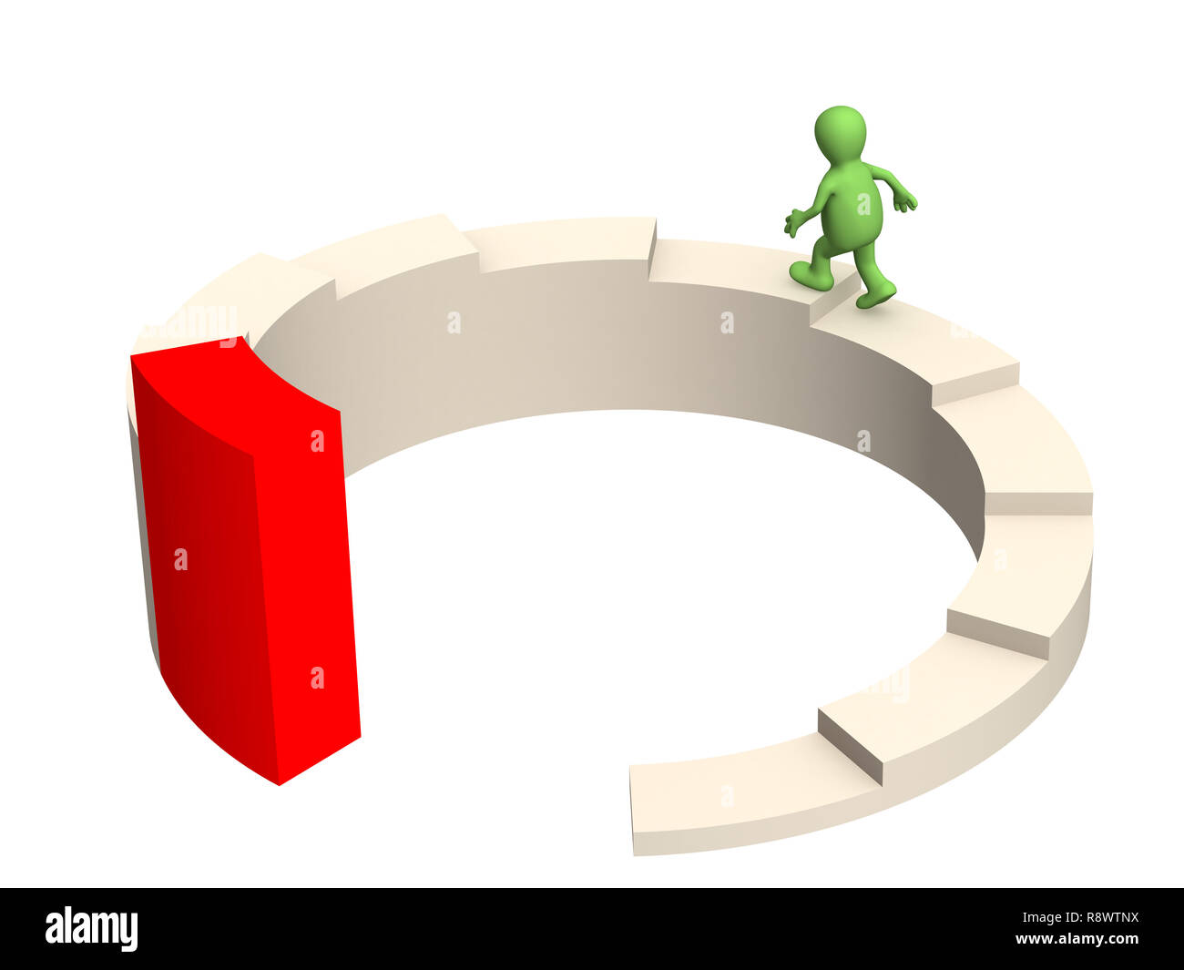 3d person puppet, rising under diagram. Object over white Stock Photo ...