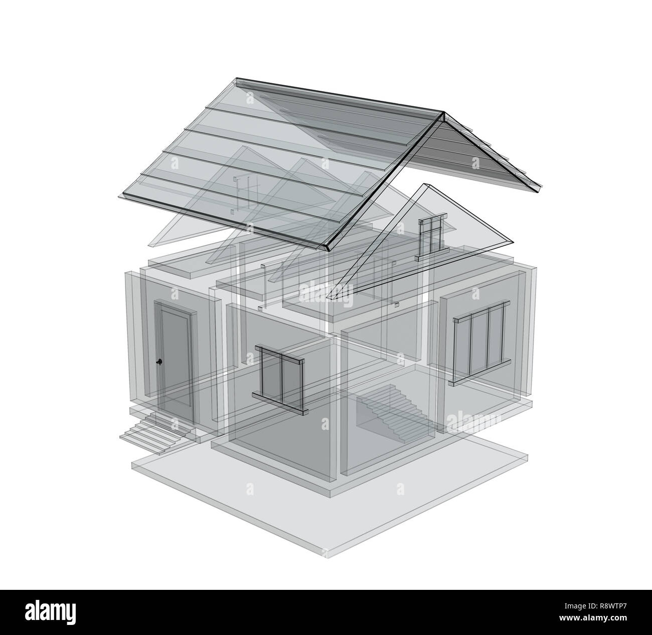 3d sketch of a house. Object over white Stock Photo - Alamy