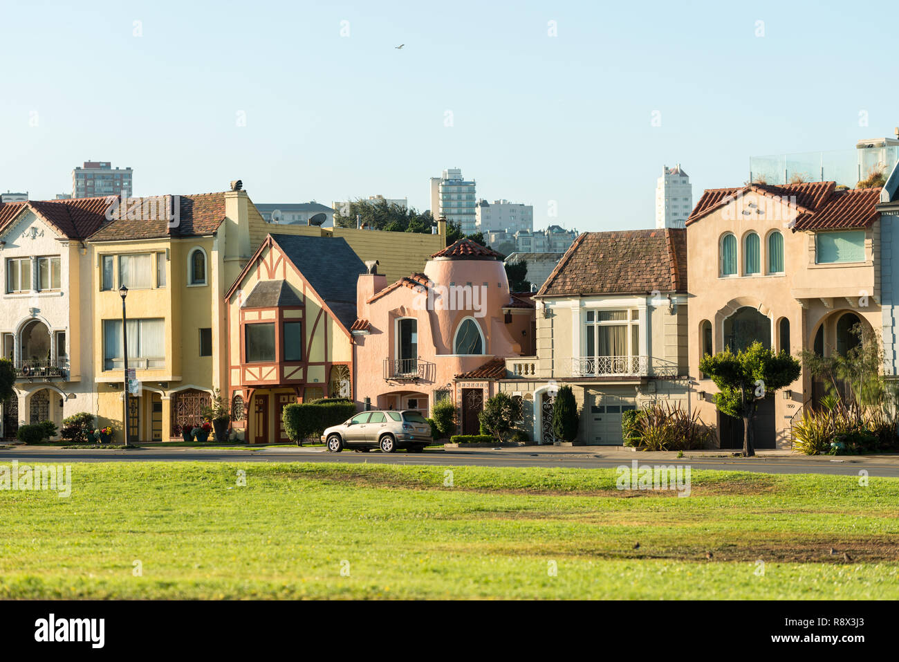 Colorful iconic houses in San Francisco, California, USA Stock Photo ...