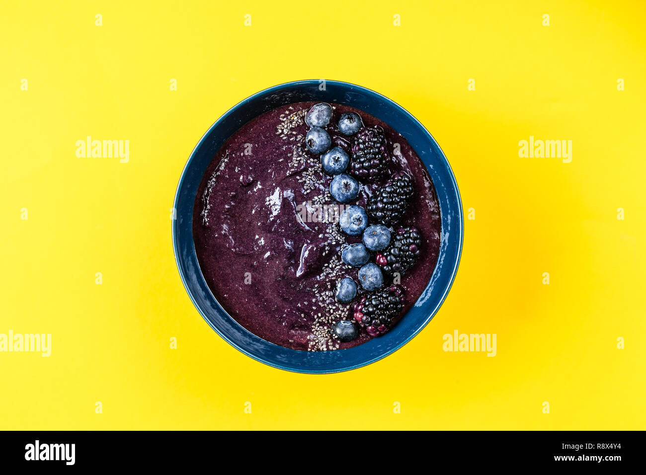 Top view of plate with colorful acai smoothie Stock Photo - Alamy