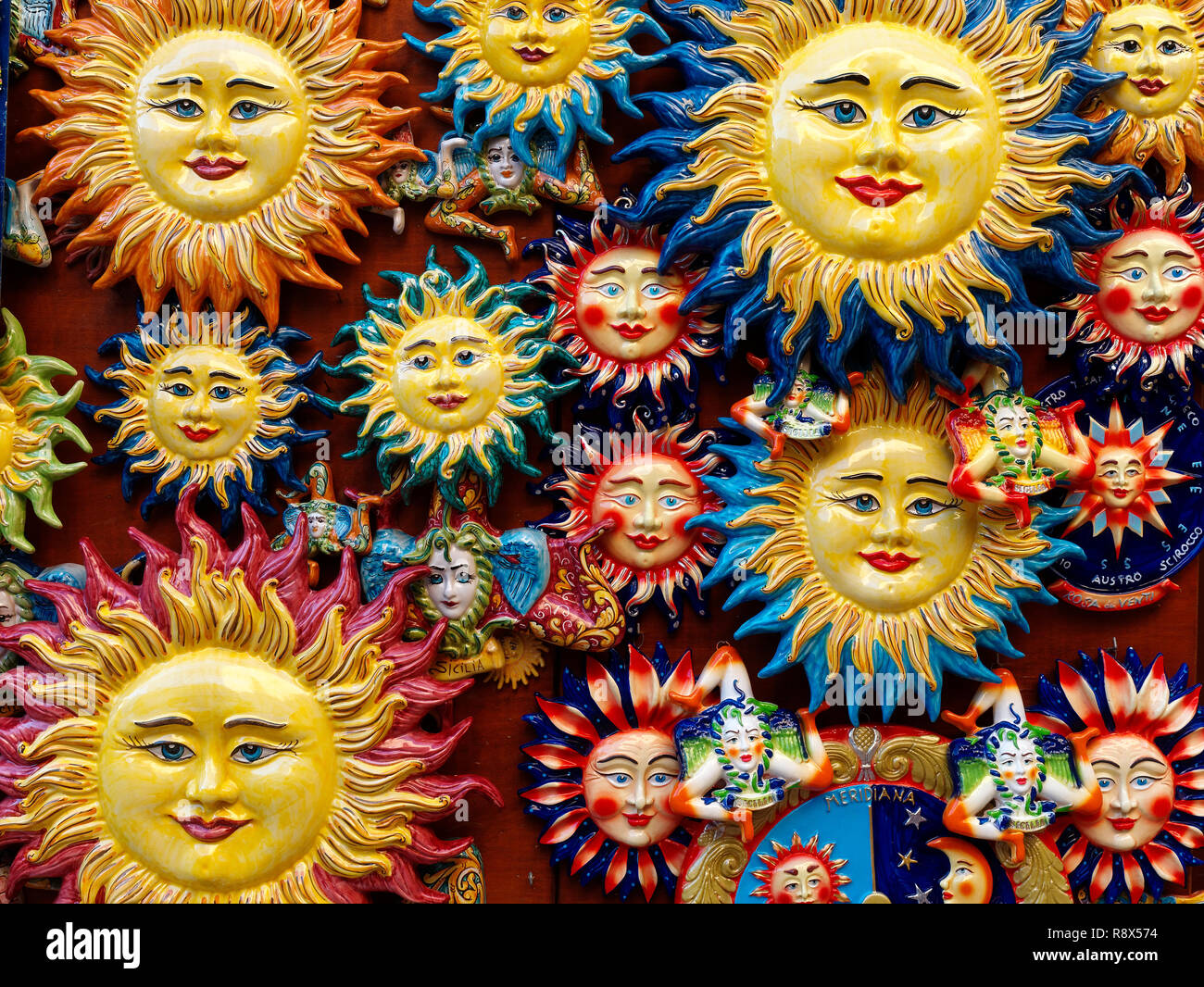 Sicilian Italian Souvenir Ceramic traditional Sun Stock Photo - Alamy