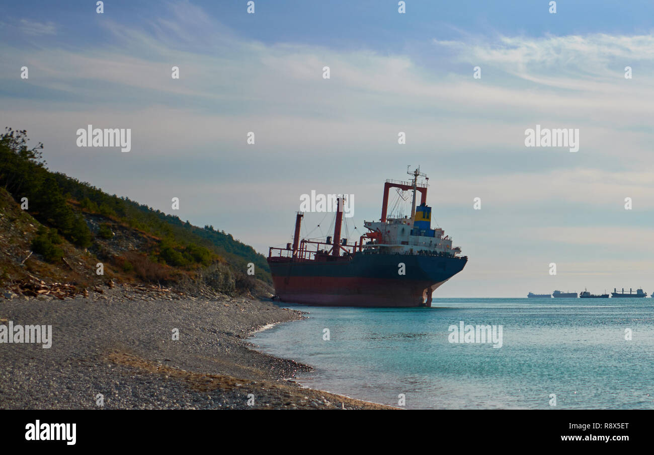 cargo ship stranded Stock Photo - Alamy