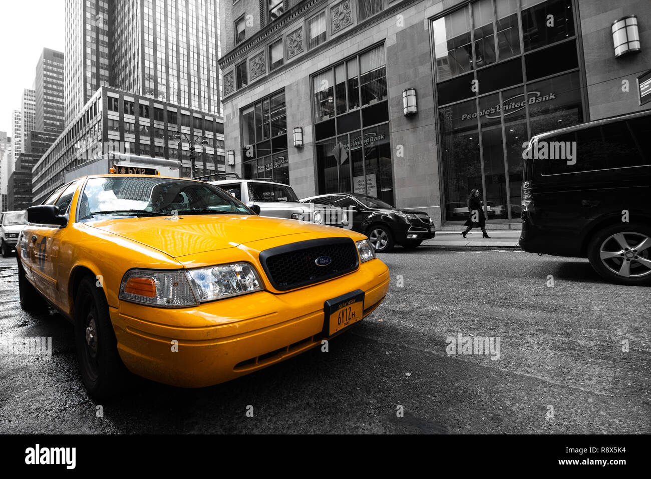New York City - Yellow Taxi (Ford) - Colour Taxi with Black and White ...
