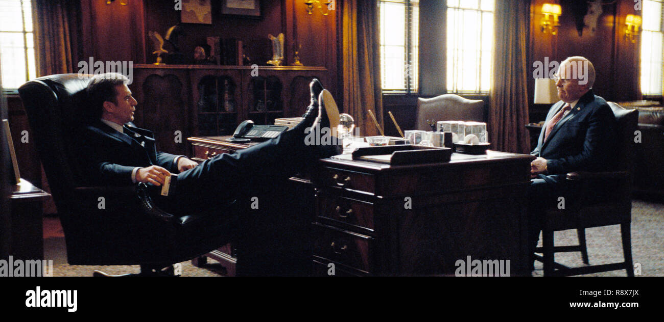 VICE, from left: Sam Rockwell as George W. Bush, Christian Bale as Dick ...