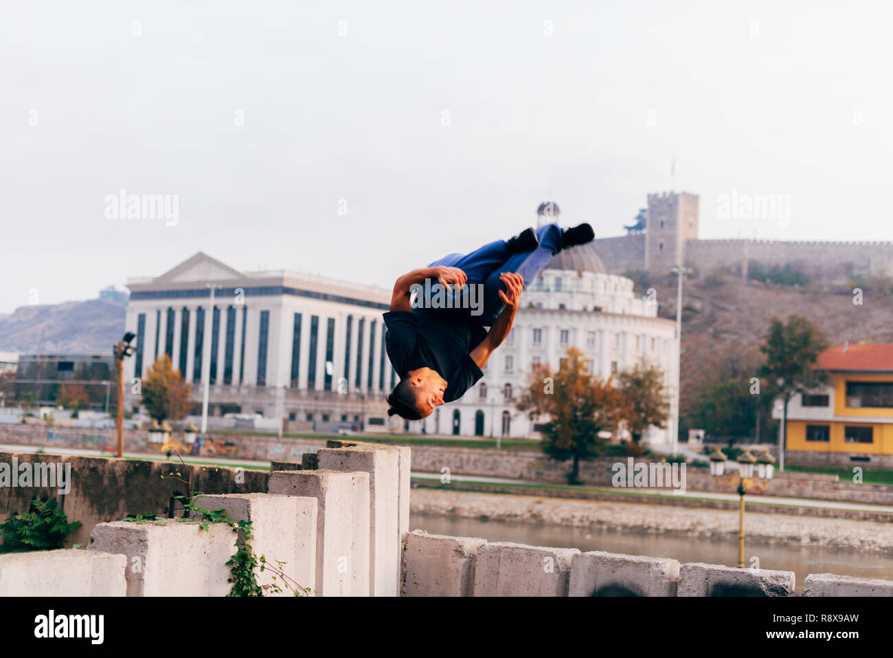 Man doing back flip on hi-res stock photography and images - Alamy