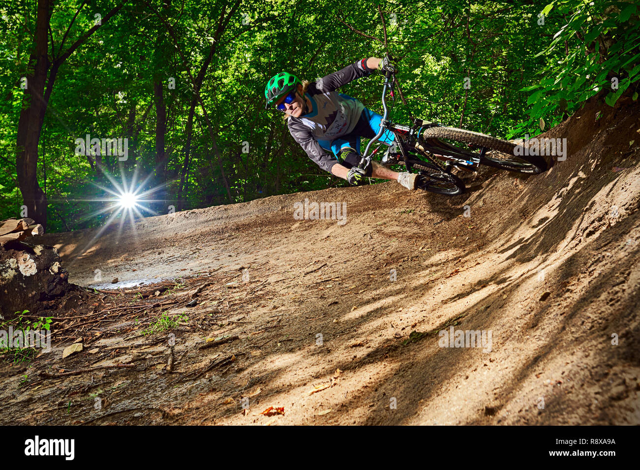 Moscow, Russia - July 6, 2017: Biker riding with aggressive turns ...
