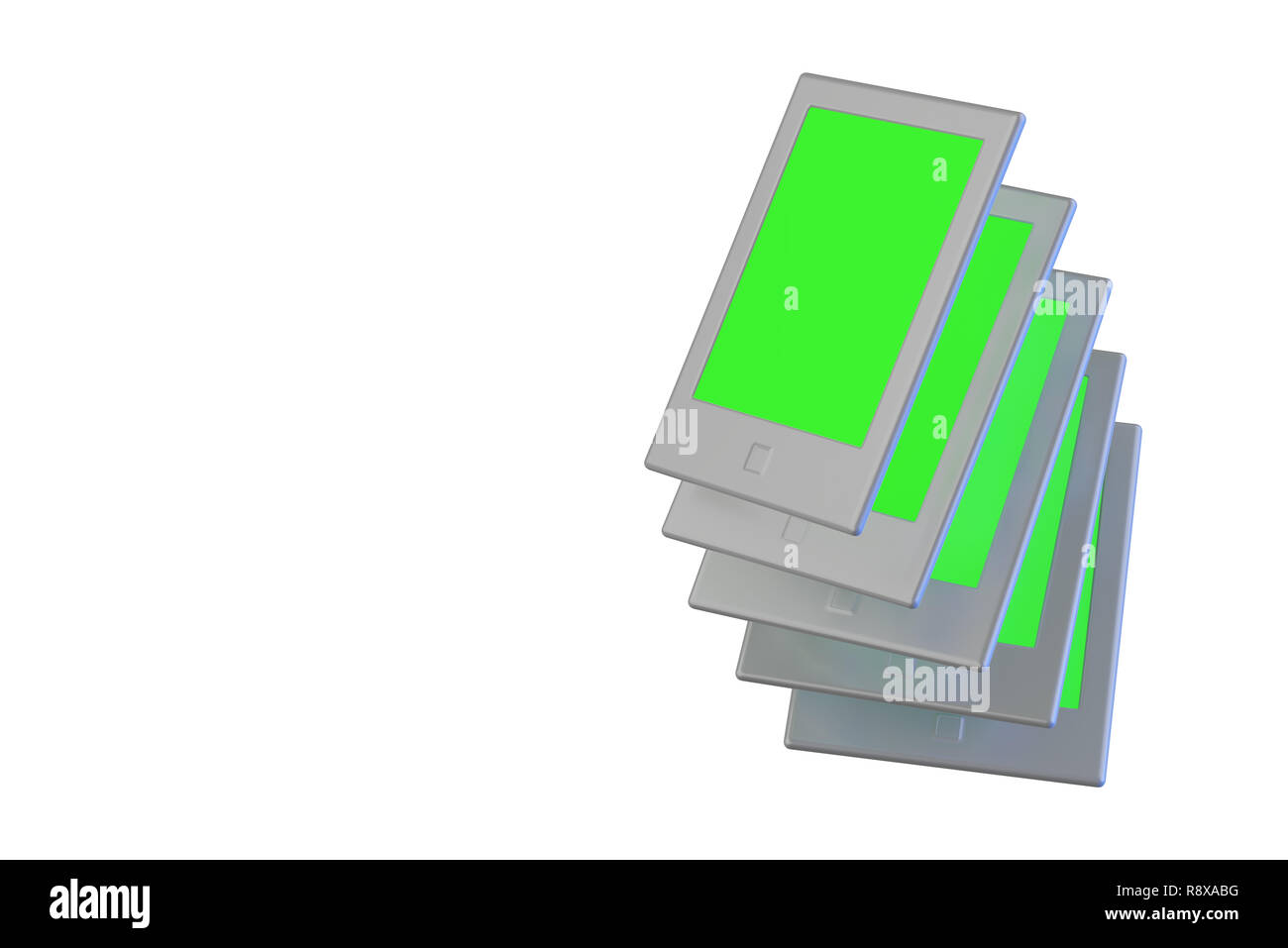 Group of modern electronic pocket books, isolated on white with ...