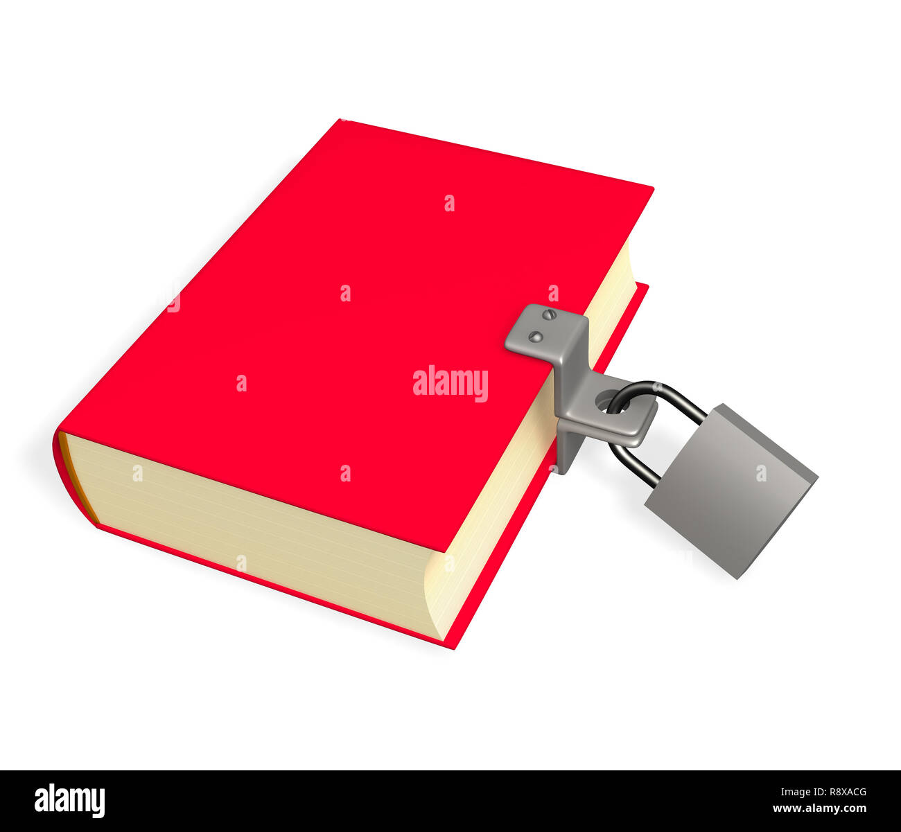3d red book, closed on the lock. Objects over white Stock Photo - Alamy
