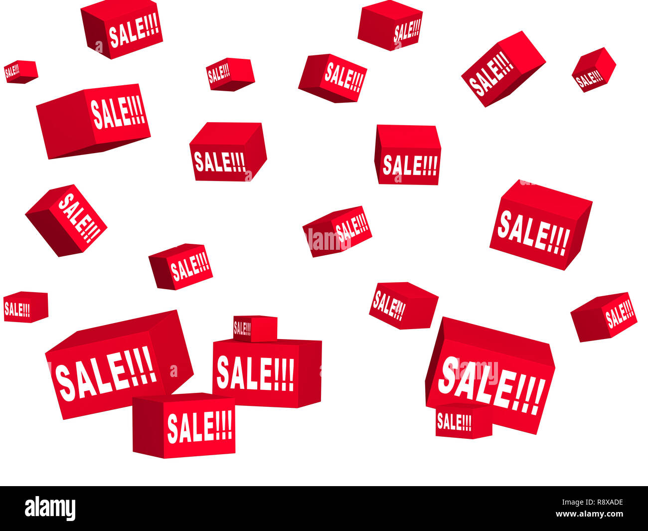 Red boxes with the goods at a discount. Objects over white Stock Photo ...