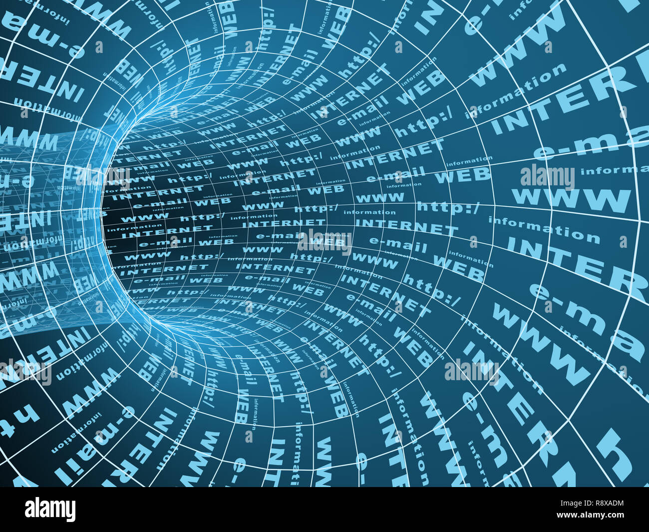 Internet a symbol - an 3d abstract blue tunnel Stock Photo - Alamy