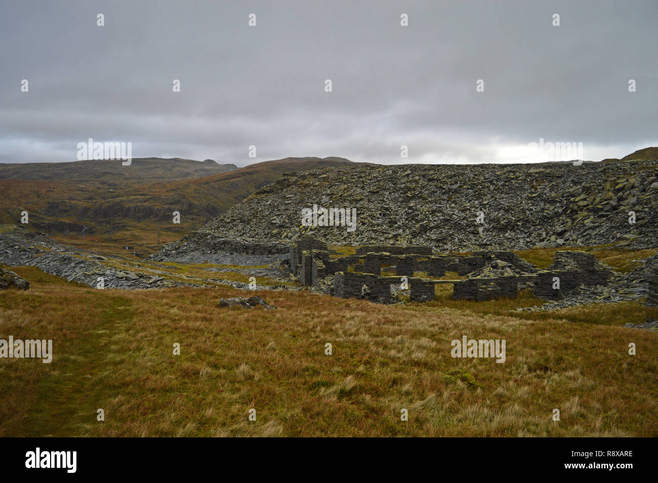 Rhosydd slate quarry building surroundings and snowdonia views Stock ...