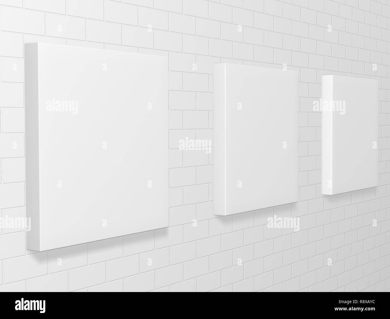 3d picture gallery on a brick wall Stock Photo - Alamy