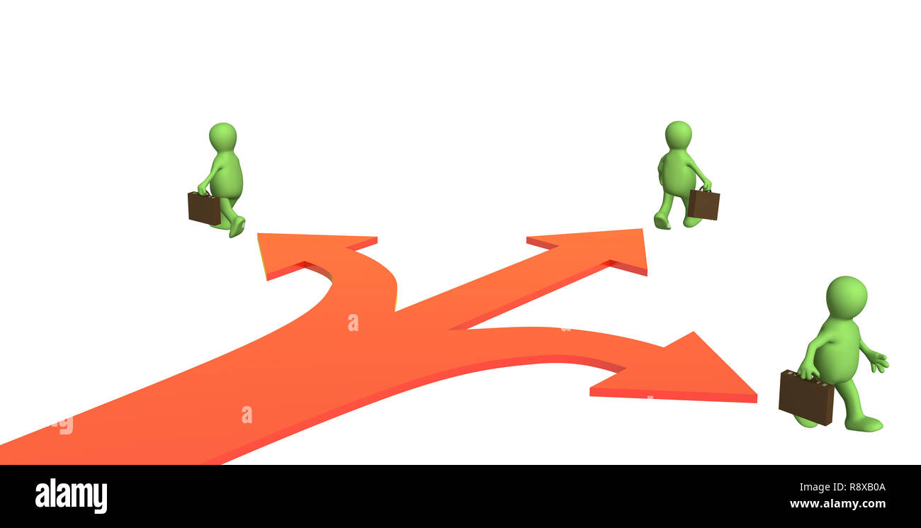 Concept - different direction in business. Object over white Stock ...