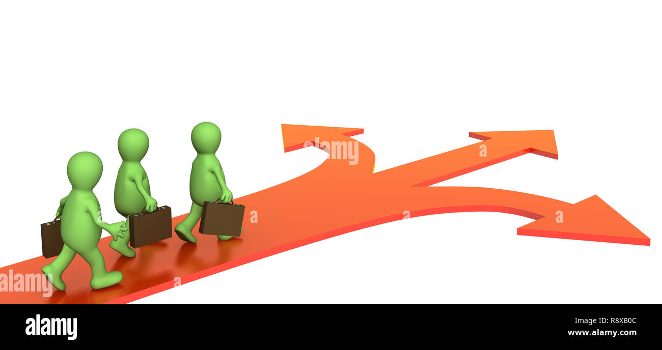 Concept - different direction in business. Object over white Stock ...